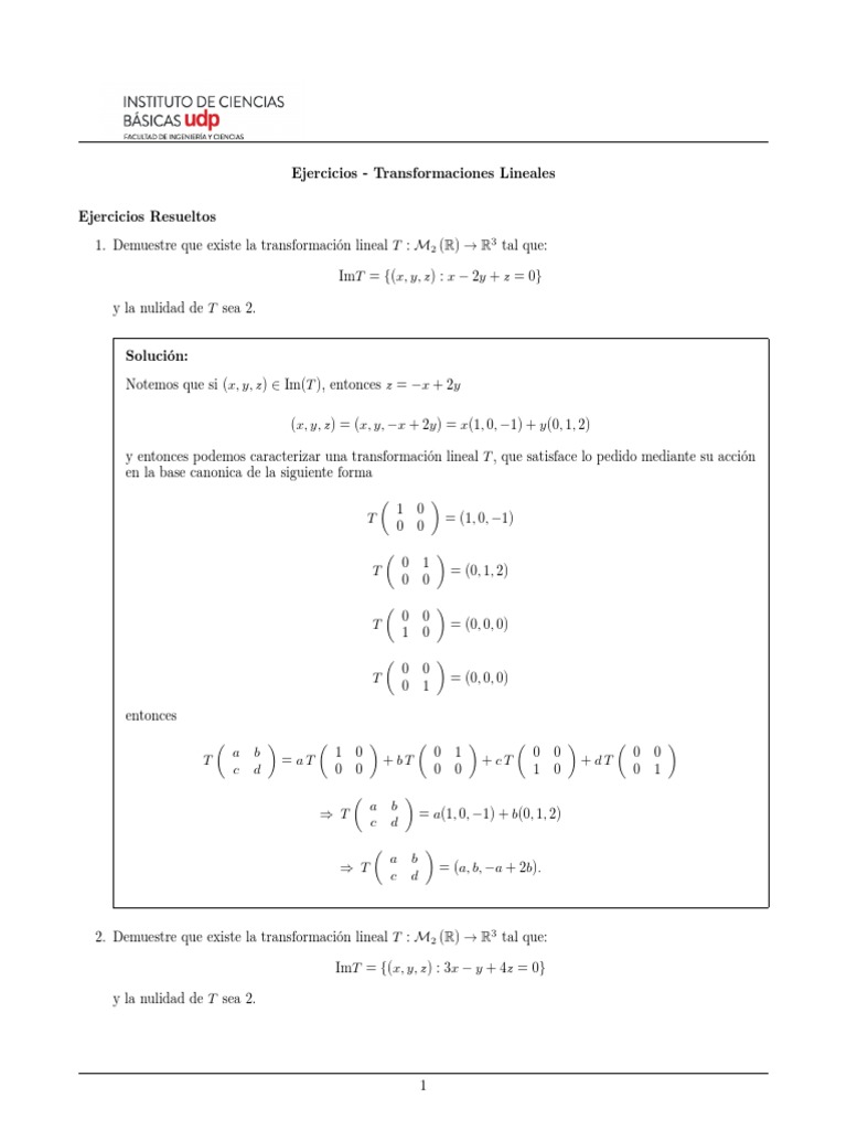 Transformaciones lineales entre espacios vectoriales | PDF | Geometria plana) | Espacio vectorial