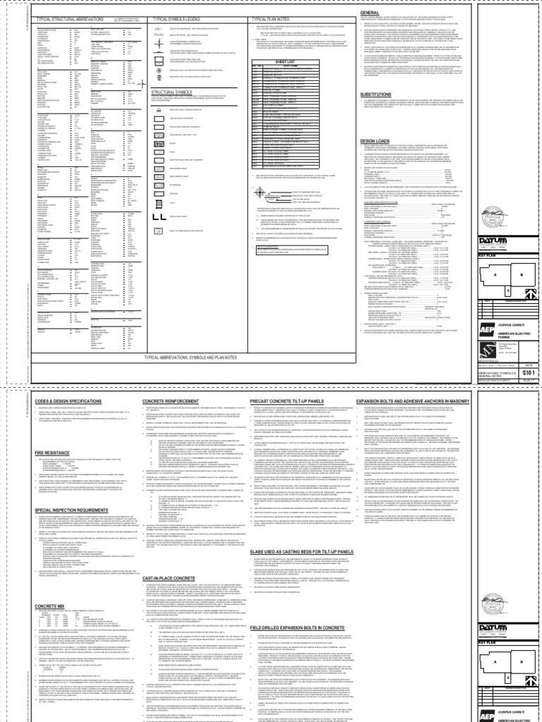 Typical Structural Abbreviations Typical Symbols Legend Typical Plan ...