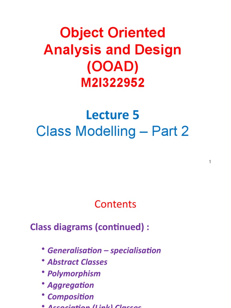 Ooad Lect5 Classmodelling Part2 Pdf Inheritance Object Oriented Programming Class 7073