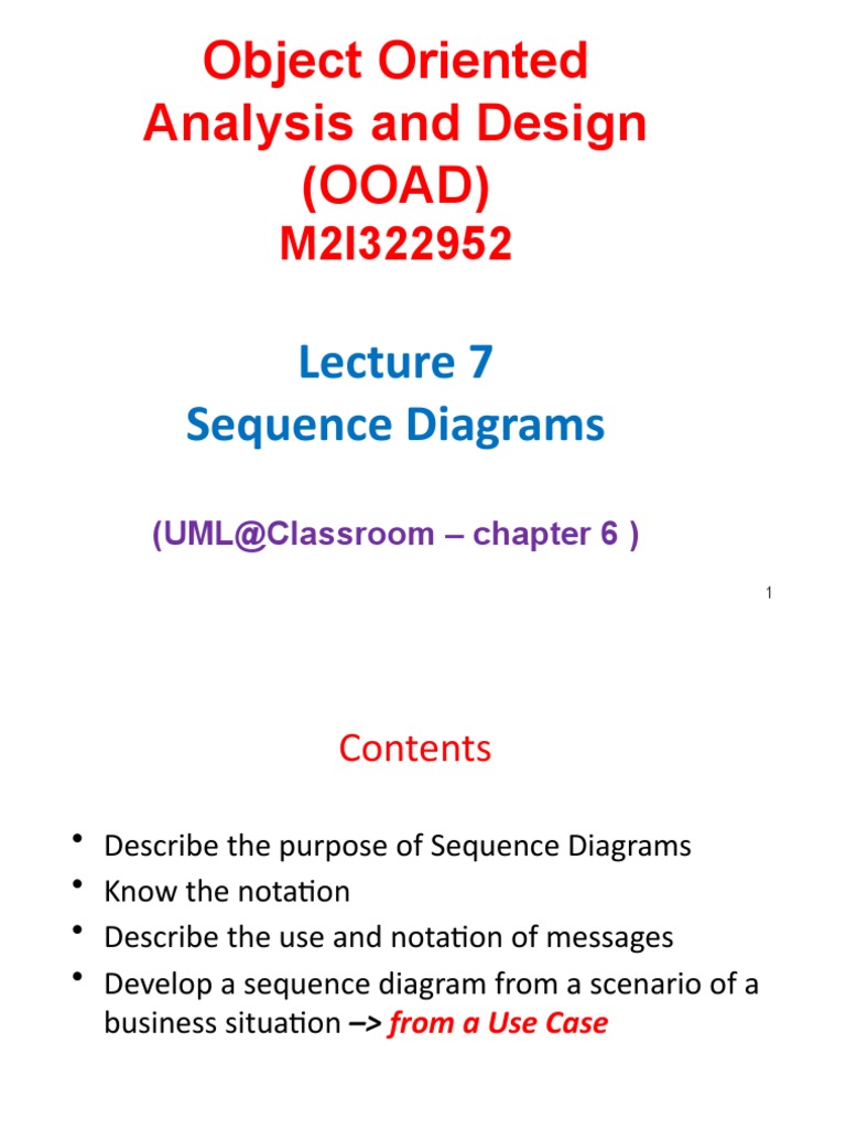 Object Oriented Analysis And Design Ooad Sequence Diagrams Pdf Use Case Control Flow