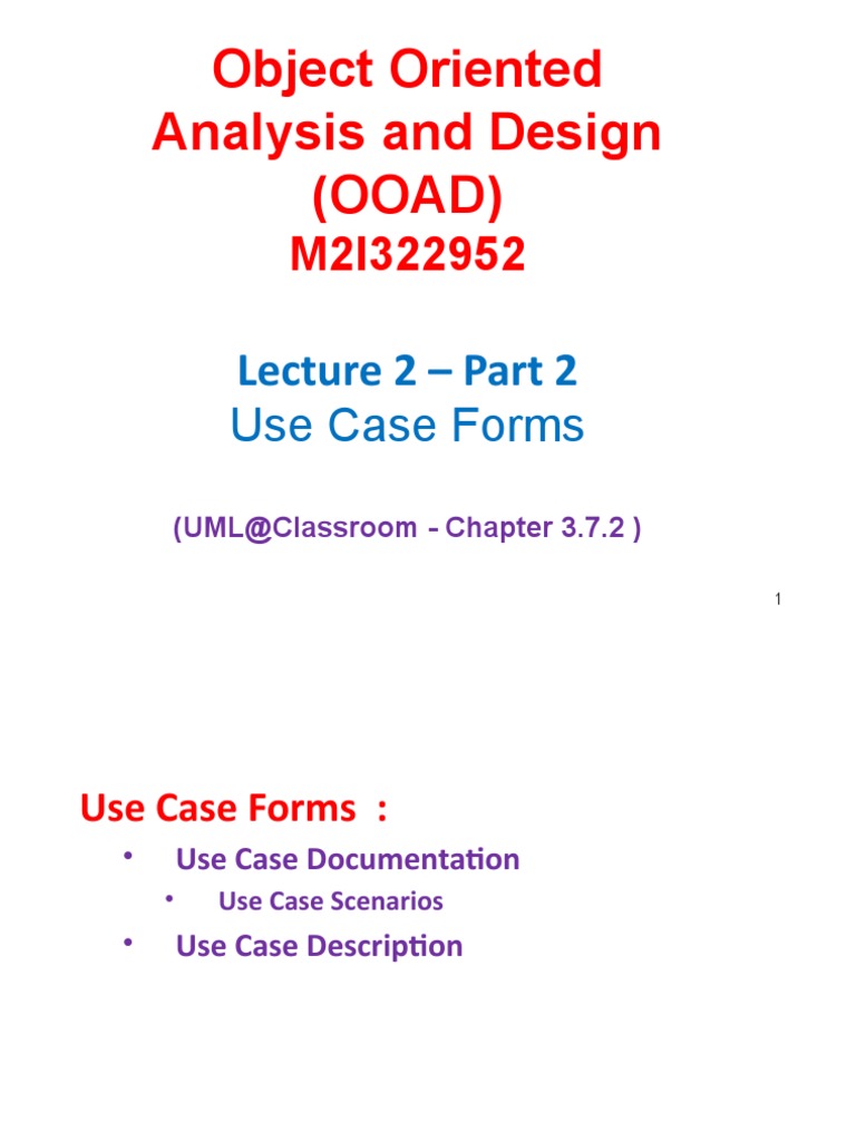 OOAD Lect2 Part2 UseCaseForms | PDF | Use Case | Books