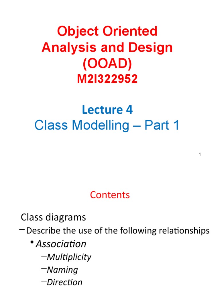 OOAD Lect4 ClassModelling Part1 | PDF | Class (Computer Programming) | Parameter (Computer ...