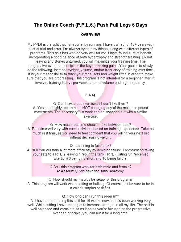 The Online Coach's PPL 6-Day Split: A Balanced Hypertrophy and Strength ...