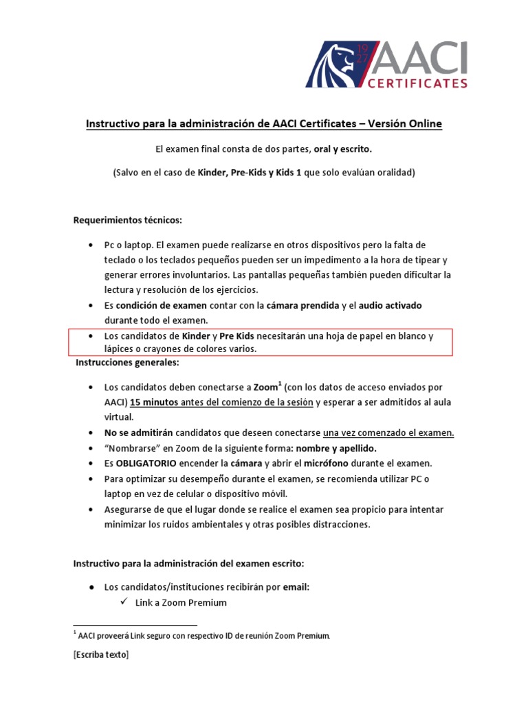 NEW Instructivo AACI Certificates Online-COMPLETE - ALL LEVELS | PDF ...