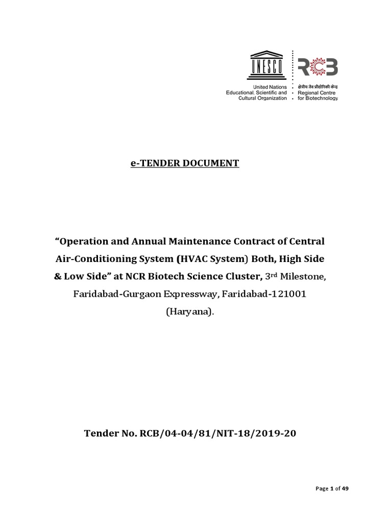 Tender Document HVAC | PDF | Arbitration | Specification (Technical Standard)