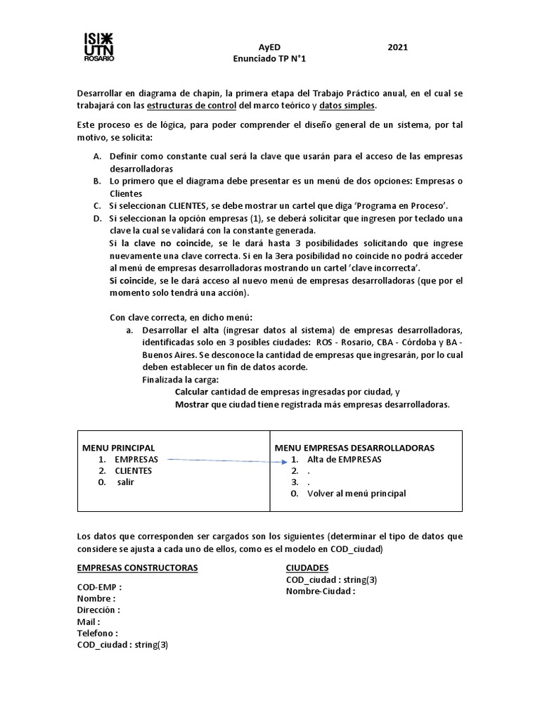 AyED - TP 2021 - TP1 - ENUNCIADO | PDF | Ciencias de la Computación | Informática
