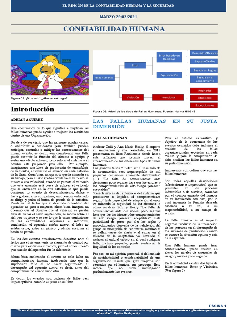 Análisis de Fallas Humanas en Siniestros | PDF | Conceptos psicologicos ...