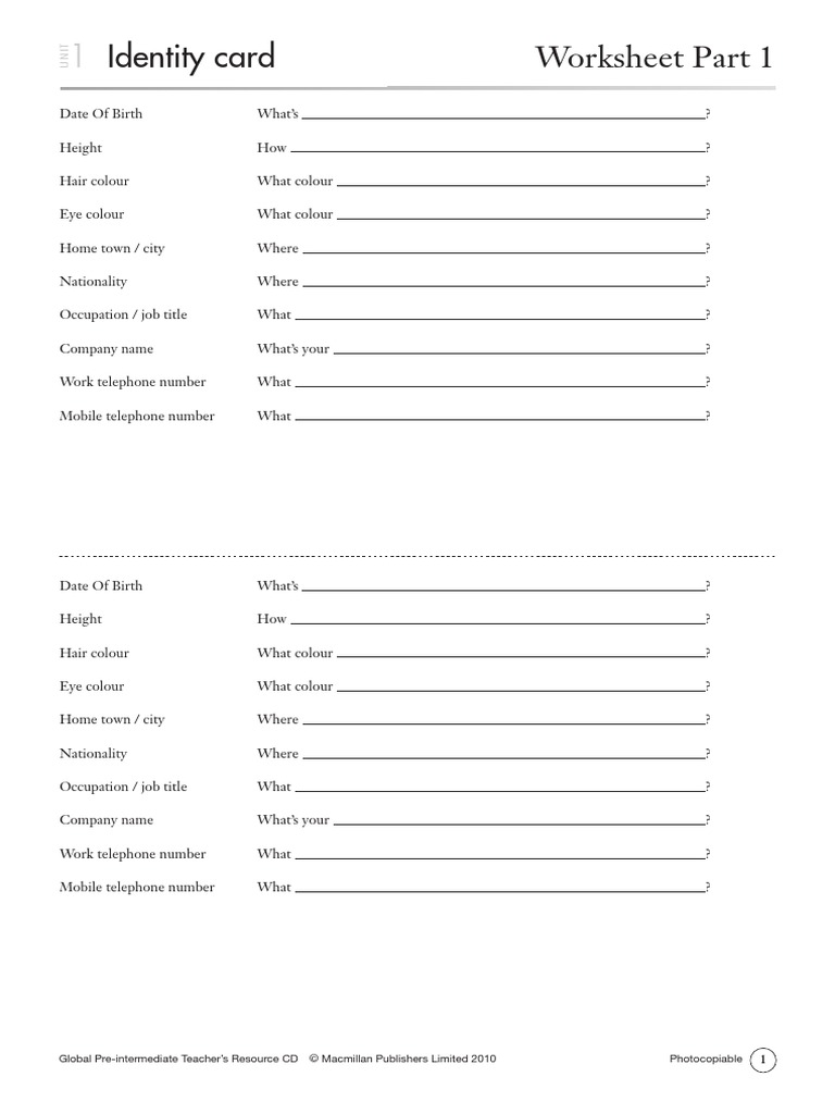 Identity Card Worksheet Part 1 | PDF | Applications Of Cryptography ...