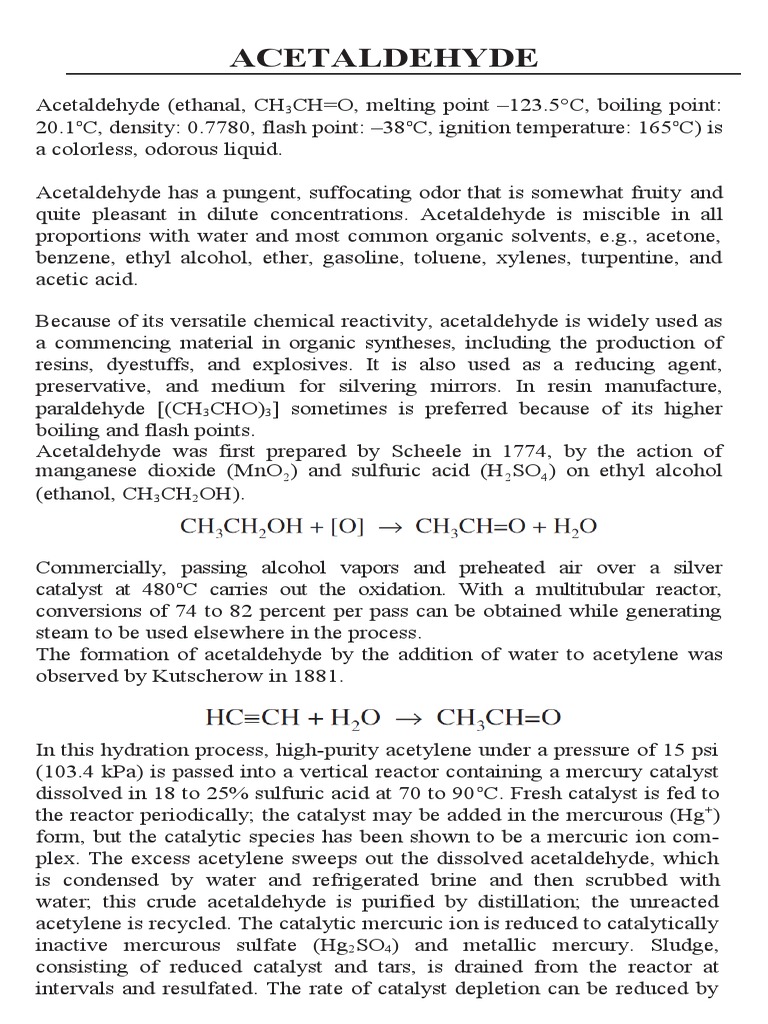 Acetaldehyde | PDF | Ethanol | Acetic Acid