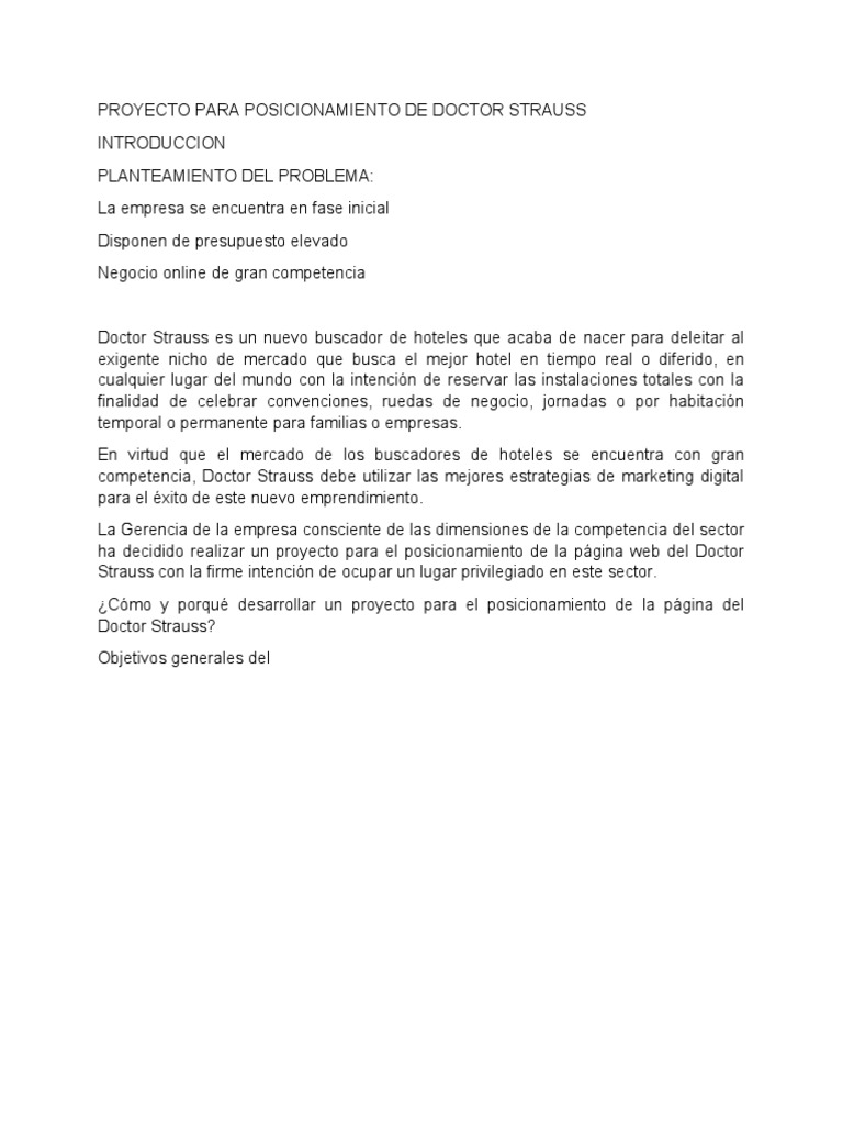Proyecto para Posicionamiento de Doctor Strauss | PDF | Libro de ...