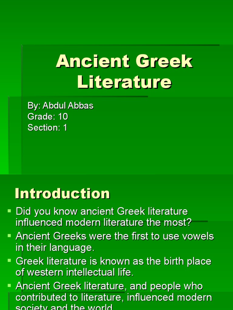 Ancient Greek Literature Overview | PDF | Greek Literature | Greek ...