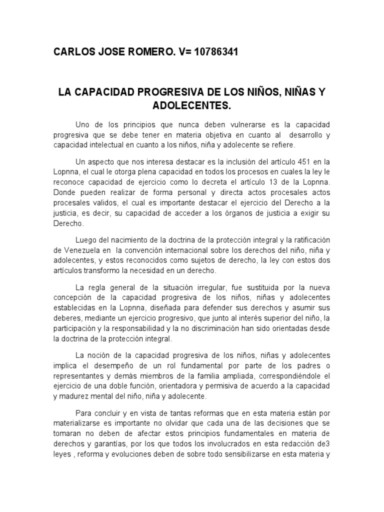 La Capacidad Progresiva de Los Niños | PDF | Derechos de los niños | Convención de los Derechos ...