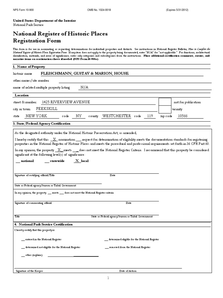 Fleischmann House Nomination To National Register of Historic Places ...