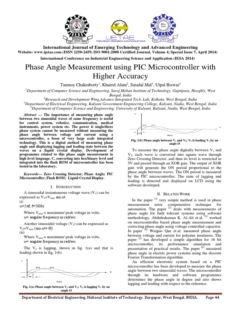 PDF - Phase Angle Measurement Using PIC Microcontroller With Higher ...