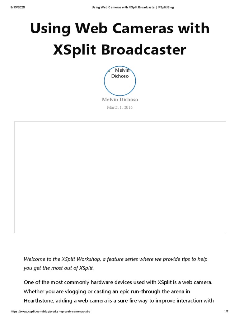 Using Web Cameras With XSplit Broadcaster - XSplit Blog | PDF | Data ...