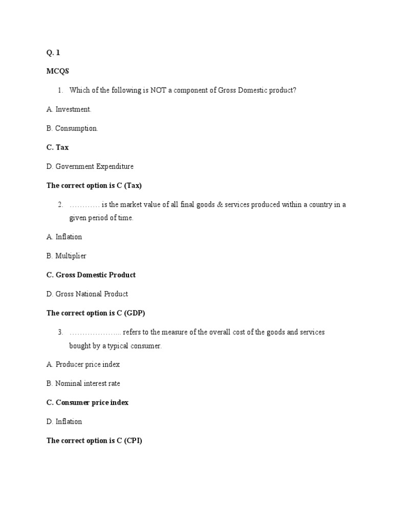 Q. 1 Mcqs | PDF | Money Supply | Interest