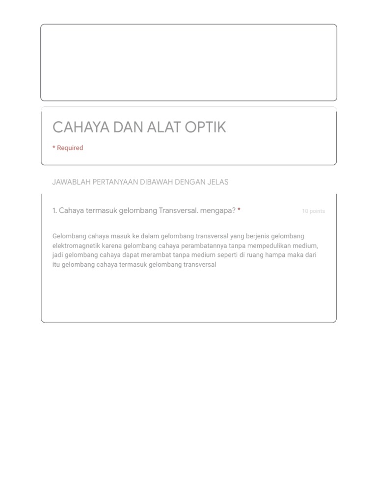 Cahaya dan Alat Optik: Konsep dan Sifat | PDF