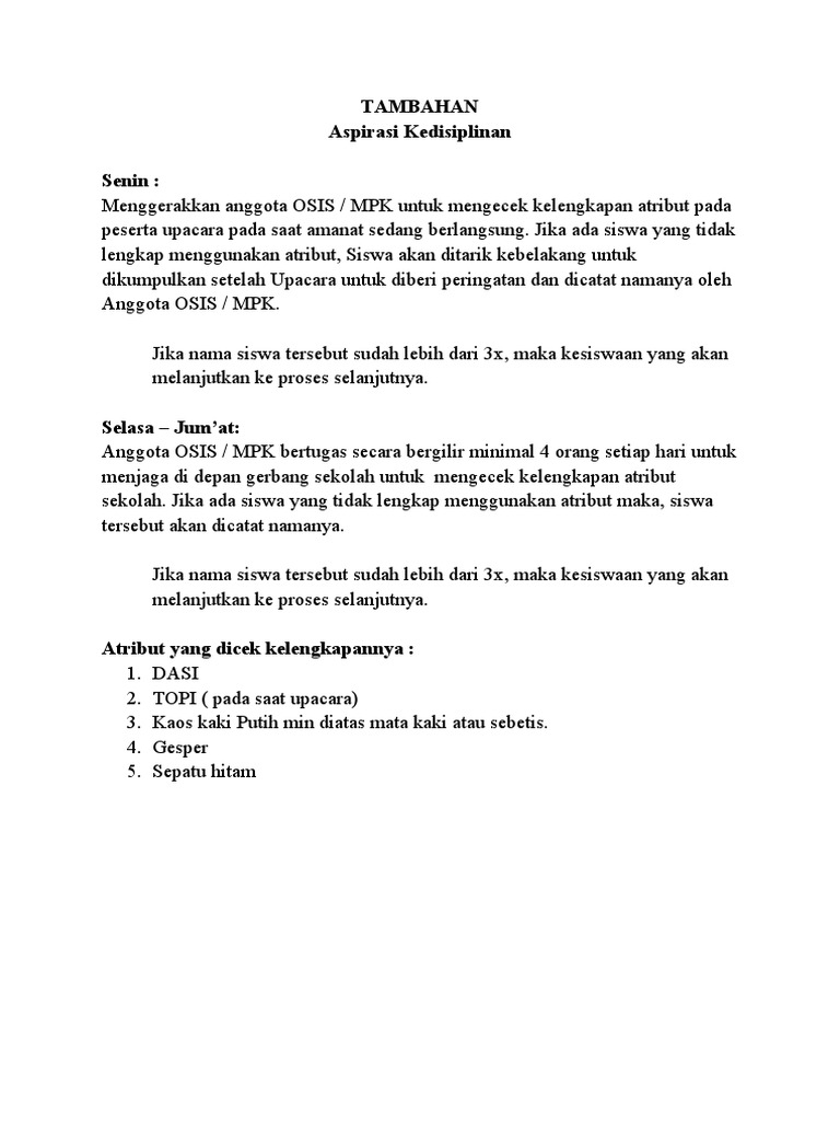 Aspirasi Kedisiplinan | PDF