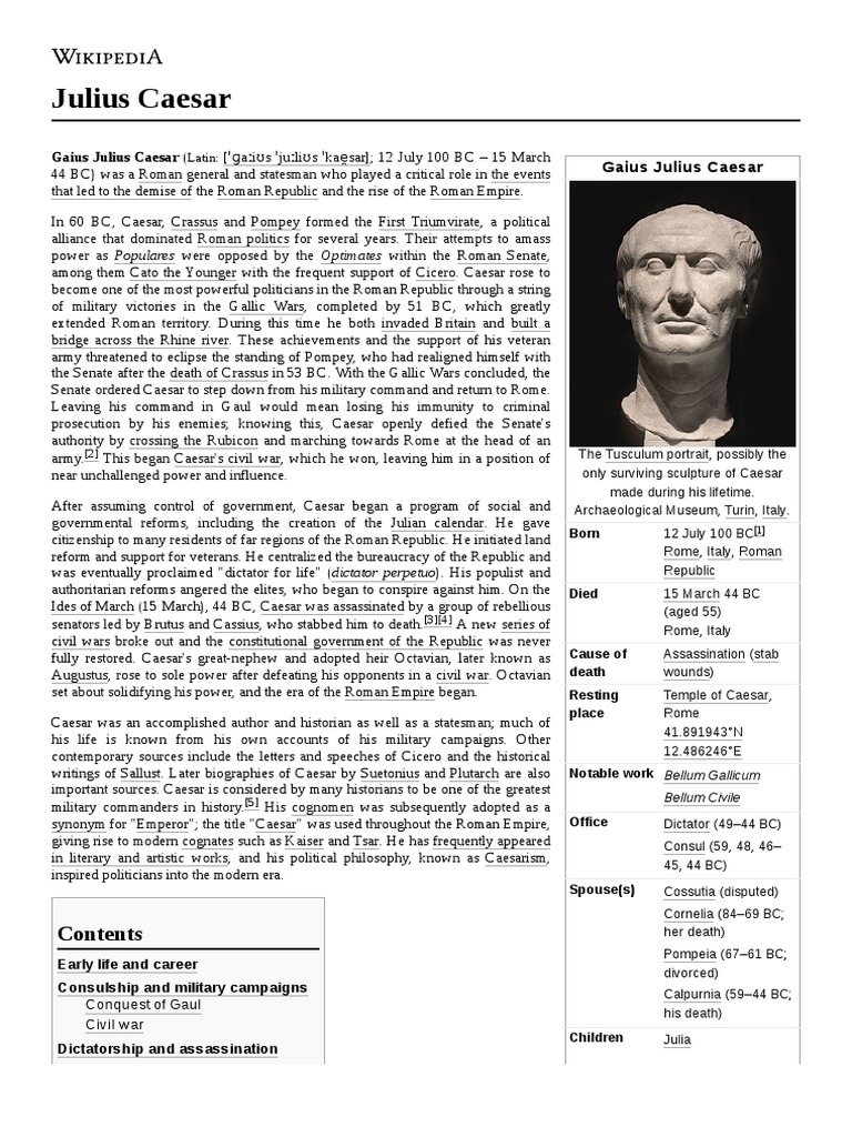 Gaius Julius Caesar ( | PDF | Julius Caesar | Augustus
