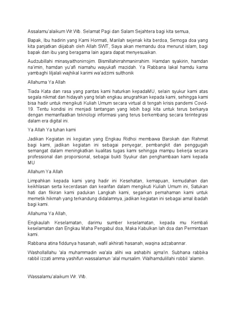Doa Kuliah Umum | PDF