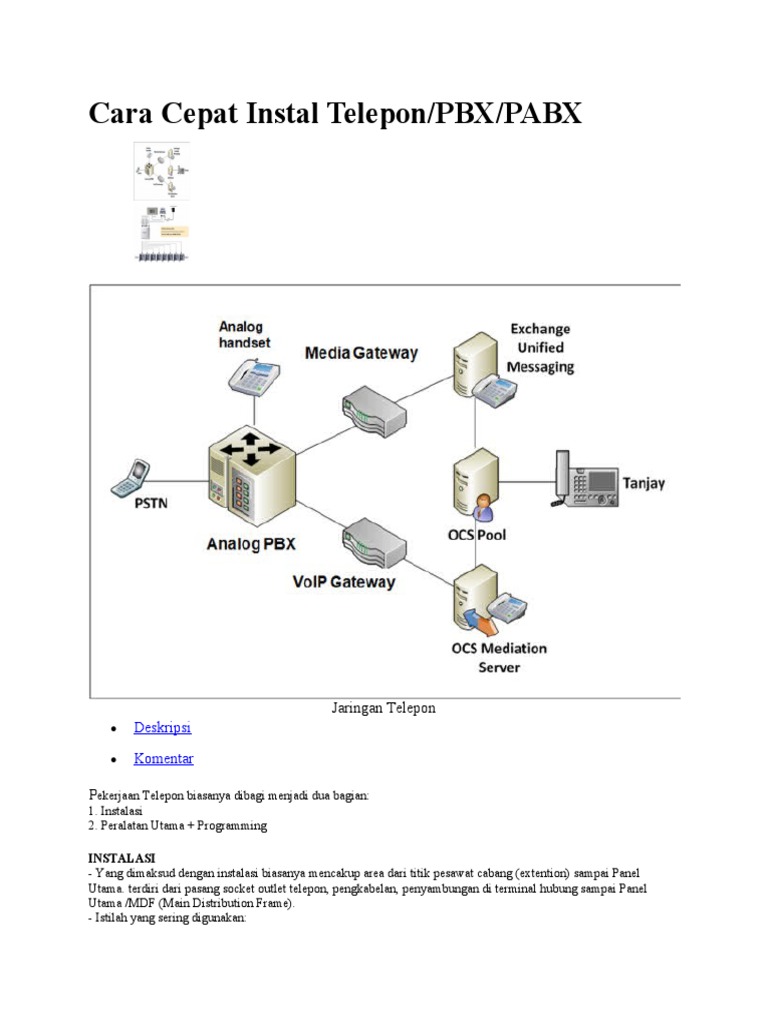 Diagram Instalasi PABX dan Telepon | PDF