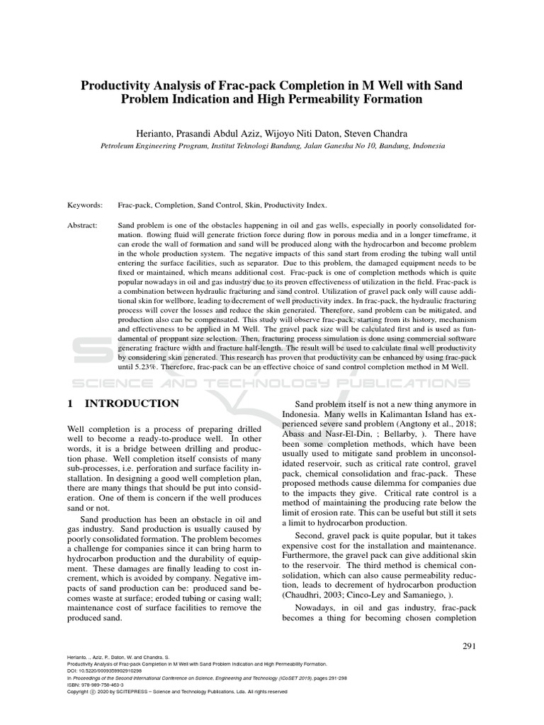 Productivity Analysis of Frac-Pack Completion in M Well With Sand ...