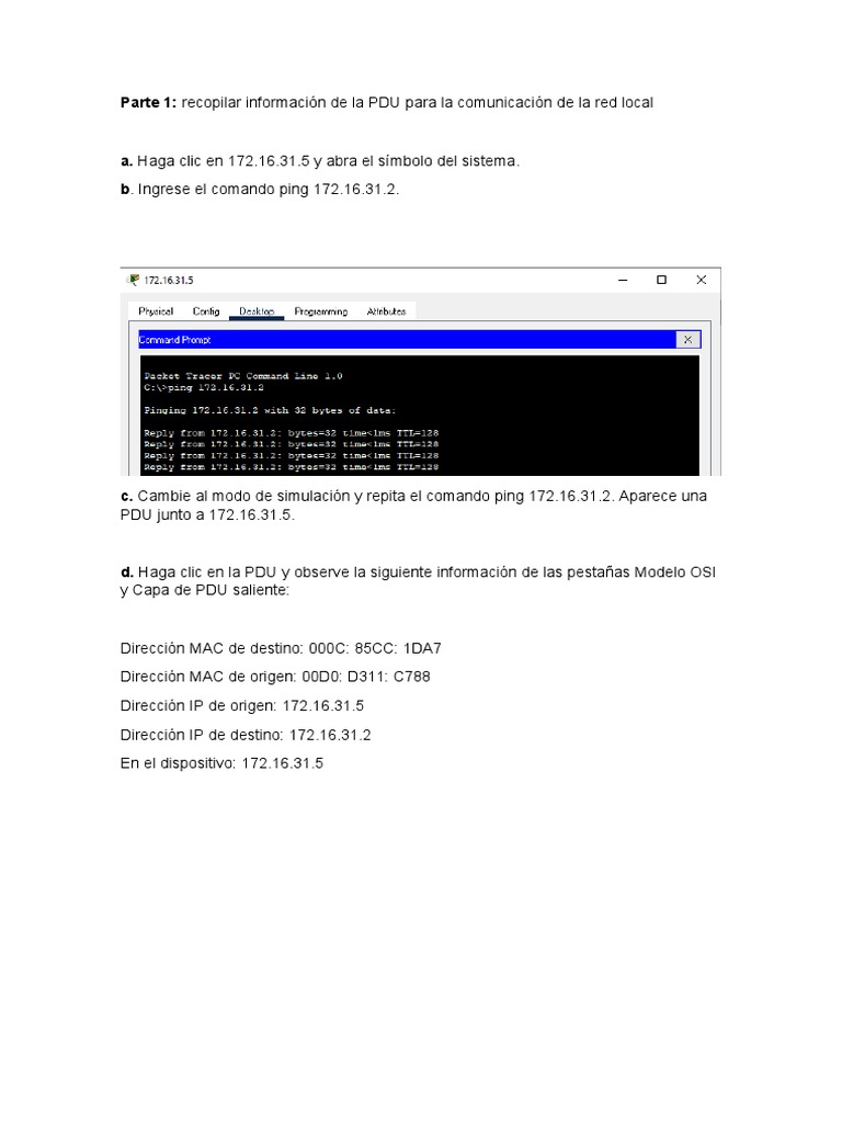 9.1.3 Packet Tracer Identificación de Direcciones MAC e IP | Descargar gratis PDF | Enrutador ...