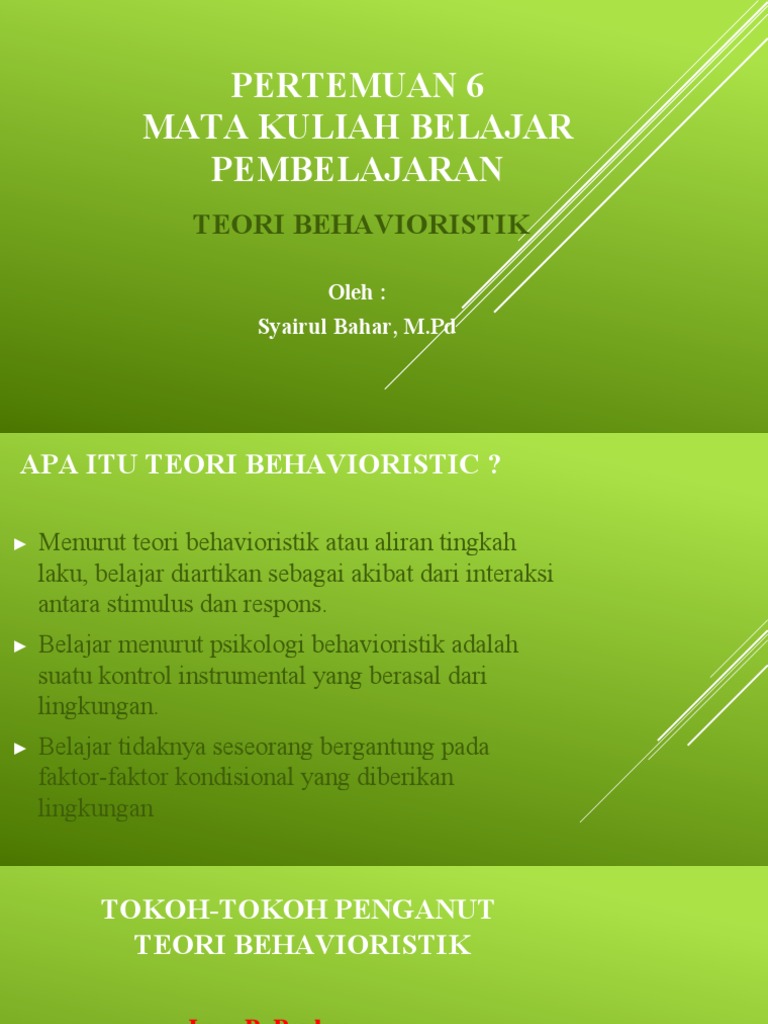 Teori Behavioristik Dan Teori Belajar Konstruktivisme | PDF | Karier ...