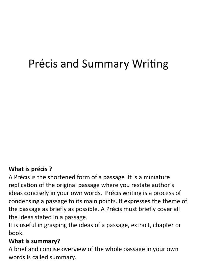 Summary and Précis Writing | PDF | Sentence (Linguistics) | Argument