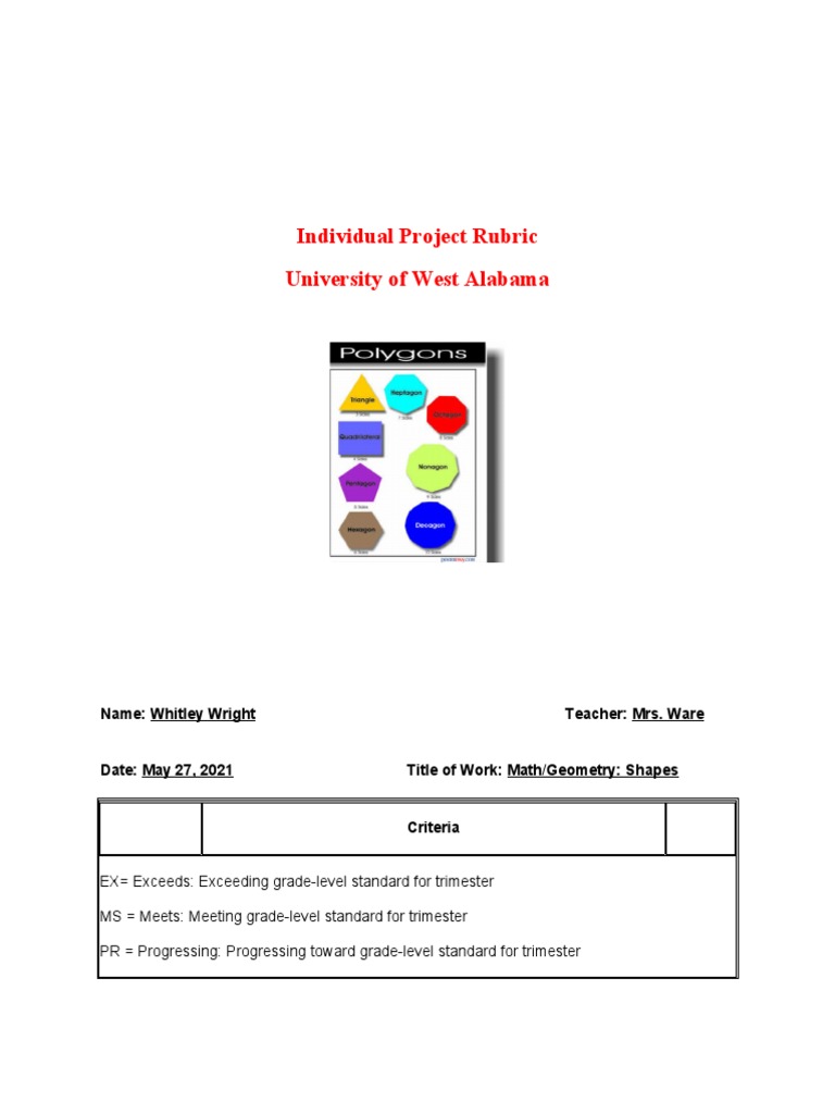 Individual Project Rubric | PDF | Shape | Convex Geometry