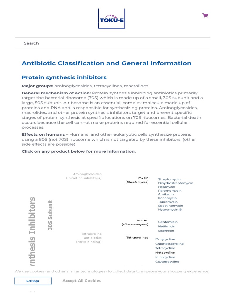 Antibiotic Classification Table | PDF | Ribosome | Beta Lactamase