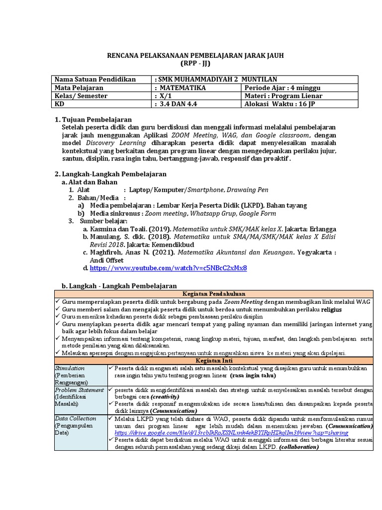 RPP 3.4 Program Linear | PDF