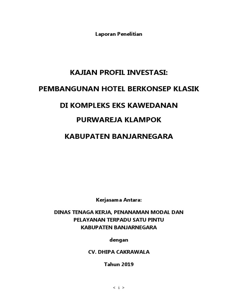 Laporan Kelayakan Hotel | PDF | Bisnis | Pengelolaan Keuangan & Uang