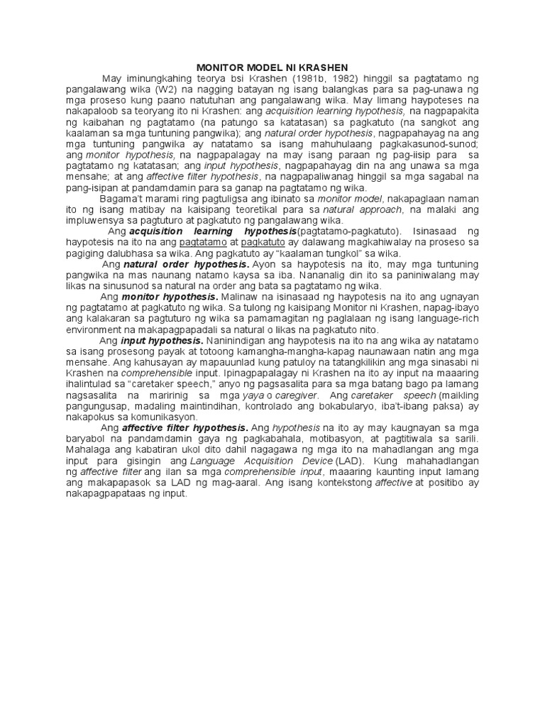 Monitor Model Ni Krashen | PDF