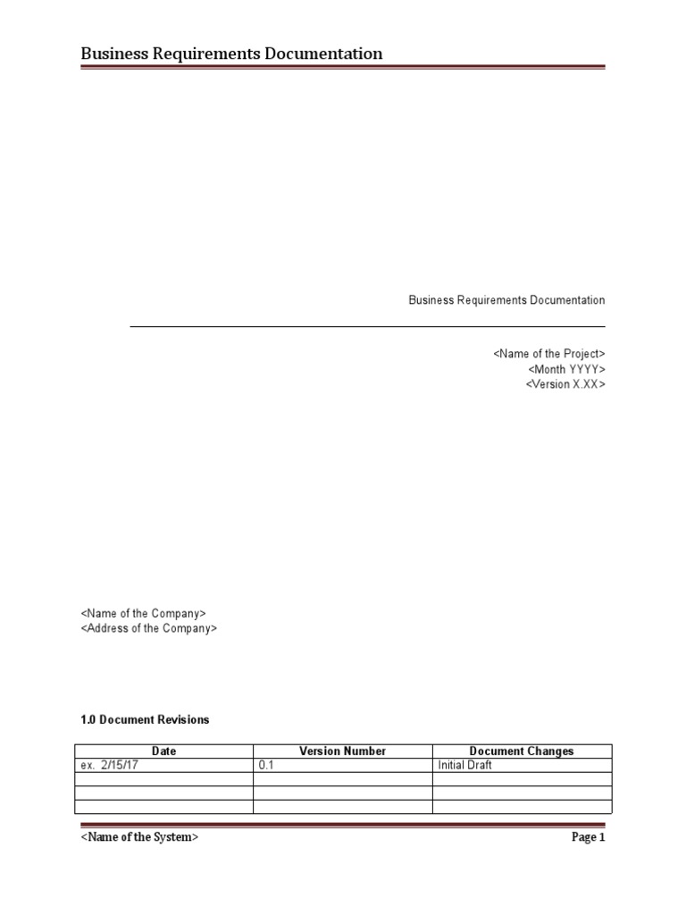 BRD Template | PDF | Documentation | Software