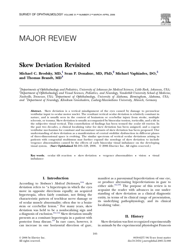 Skew Deviation Revisited | PDF | Vestibular System | Cerebellum