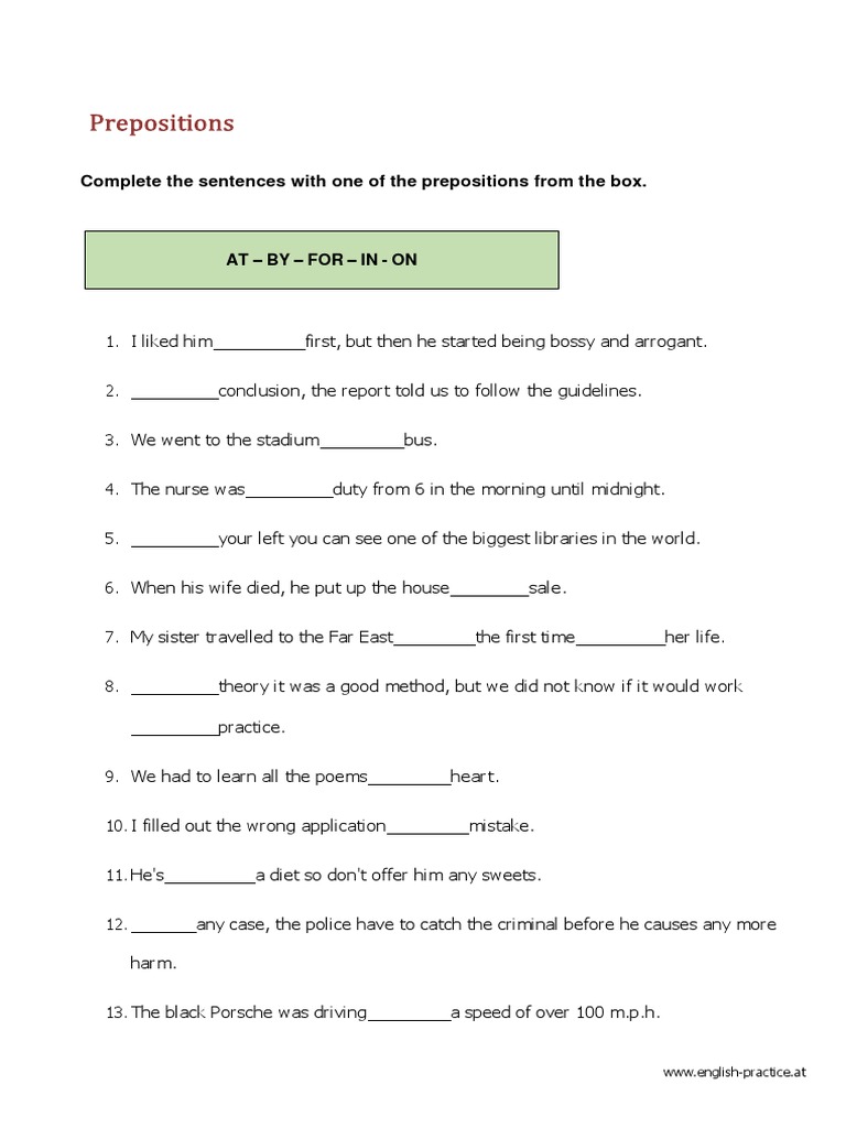 Prepositions Practice Exercise | PDF | Mystery, Thriller & Crime Fiction