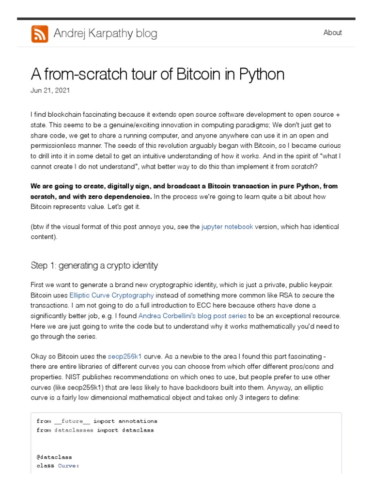 A From-Scratch Tour of Bitcoin in Python | Download Free PDF | Bitcoin ...