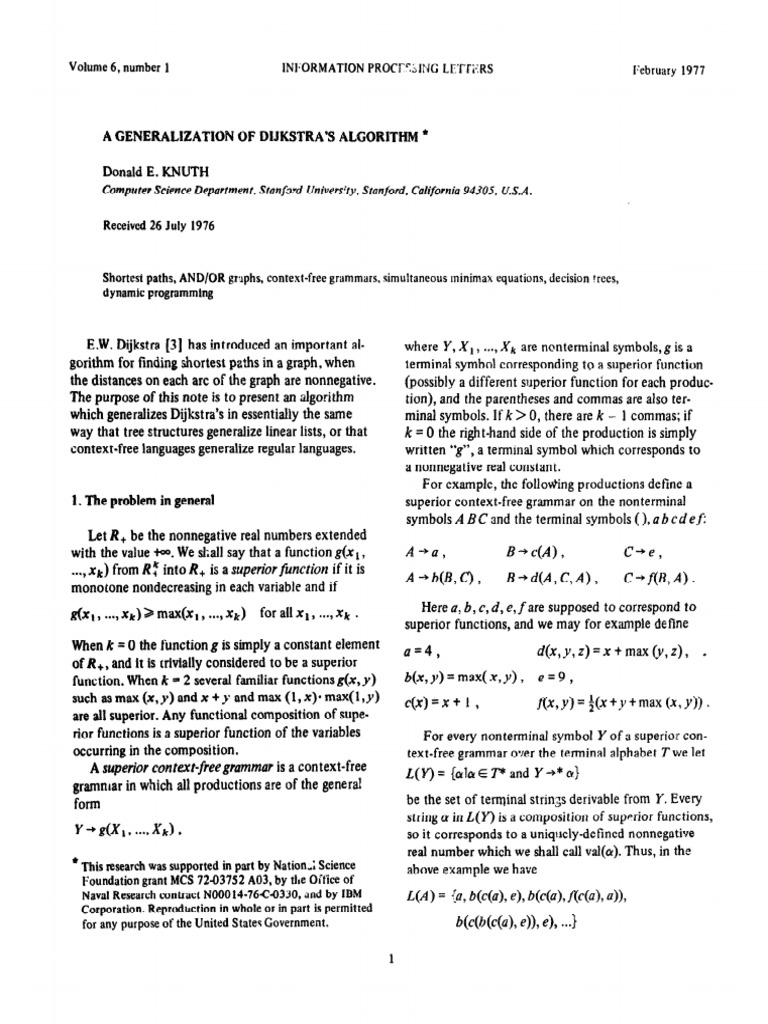 A Generalization of Dijkstra's Algorithm. | PDF | Function (Mathematics) | Theoretical Computer ...
