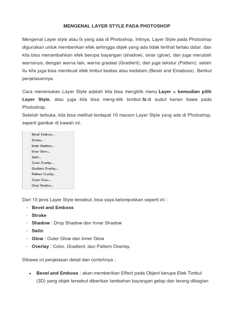 KS2 - Mengenal Layer Style Pada Photoshop | PDF