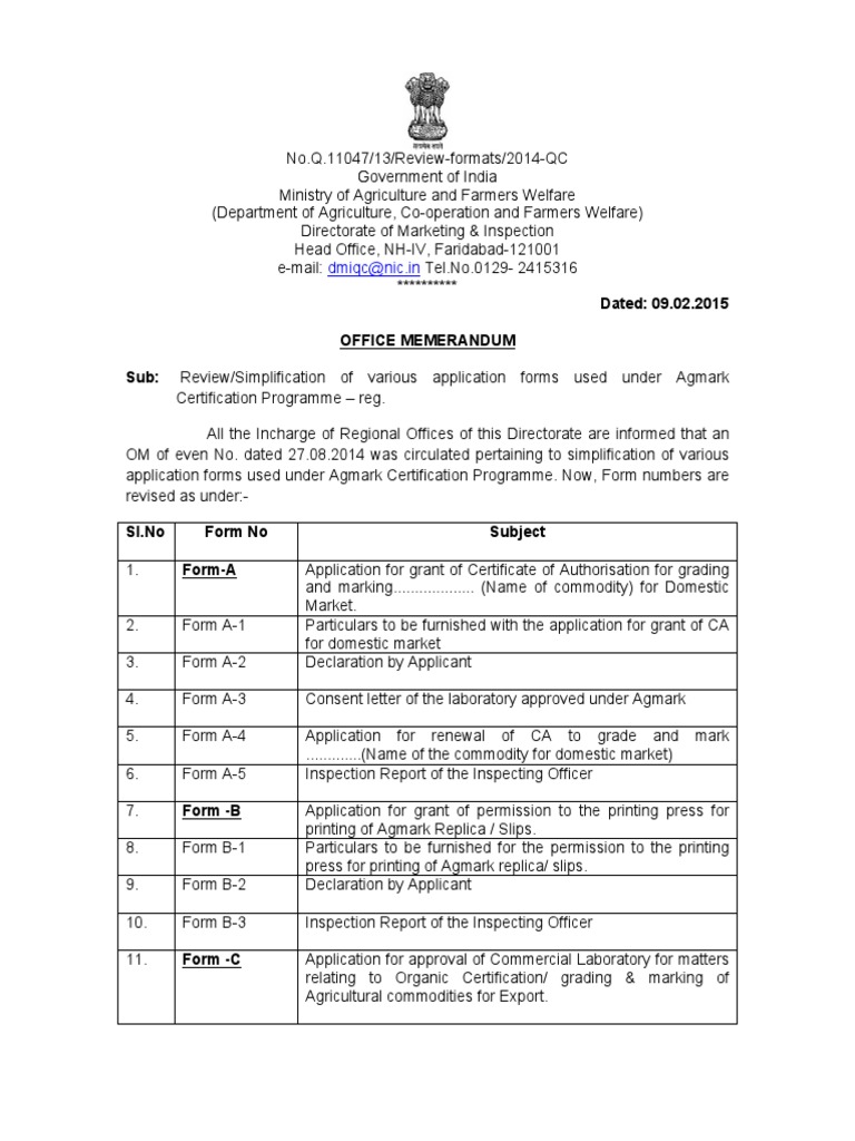 Agmark Certification Application Forms Update | PDF | Vegetable Oil ...