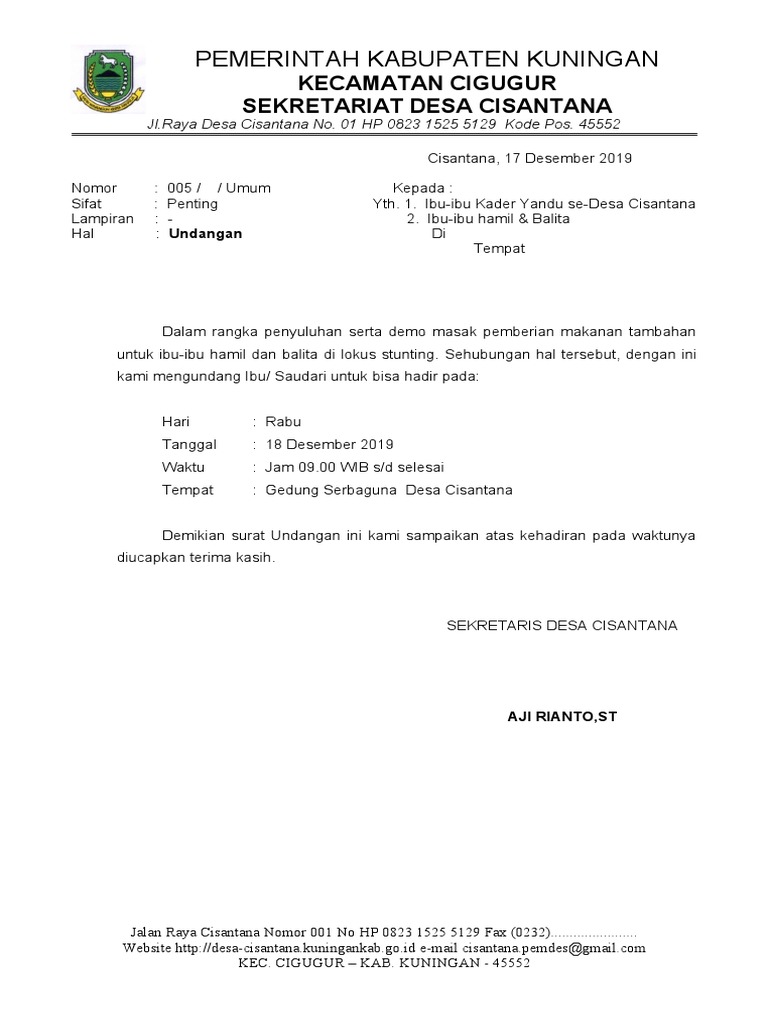 Surat Undangan Desa | PDF