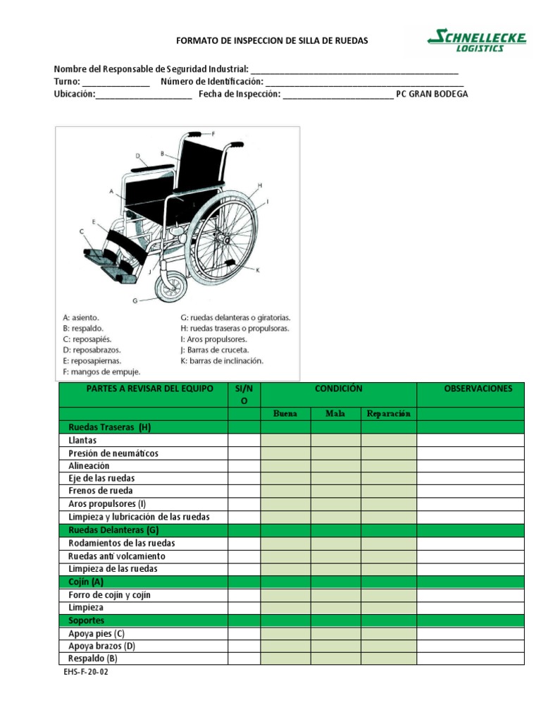 Inspeccion de Silla de Ruedas EHS-F-20-02 | PDF