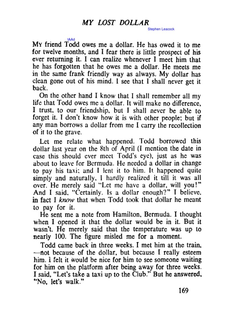 My Lost Dollar | PDF