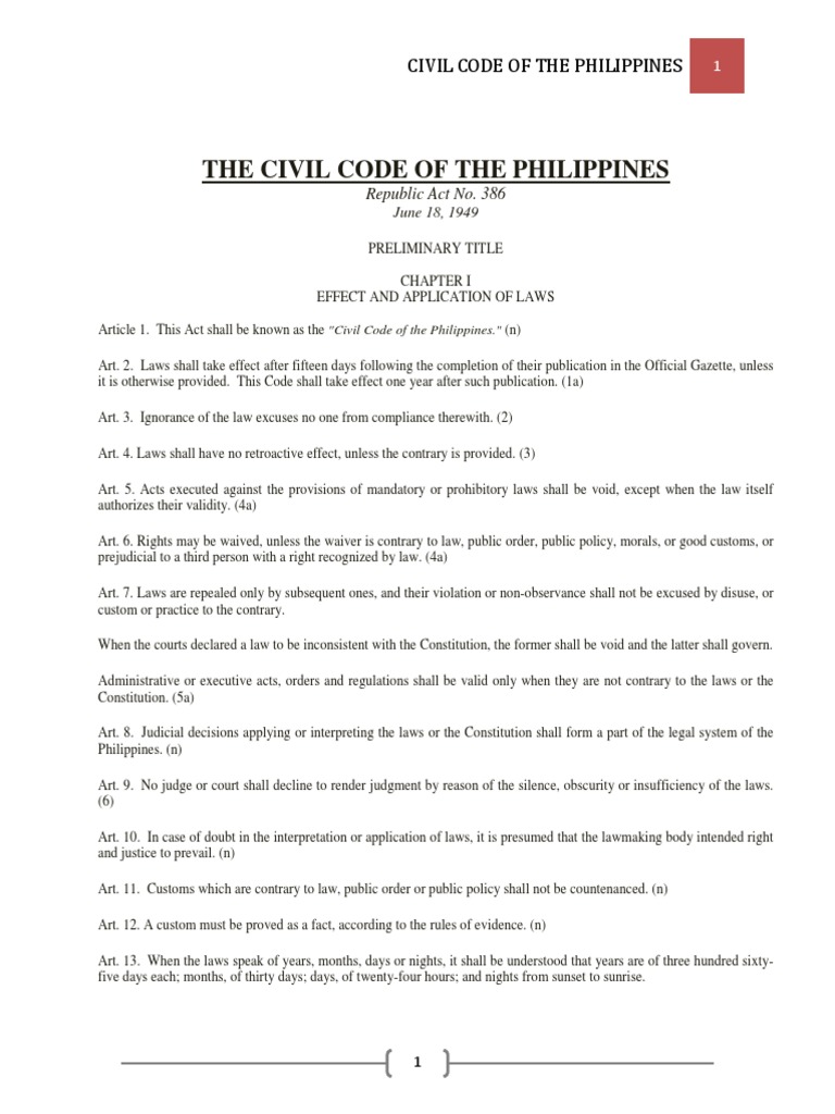 Civil Code of The Philippines | PDF | Annulment | Burden Of Proof (Law)