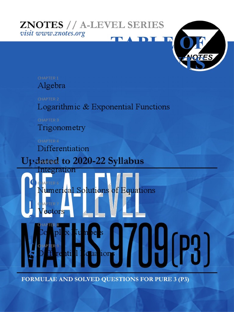 Caie A2 Maths 9709 Pure 3 | PDF | Logarithm | Trigonometric Functions