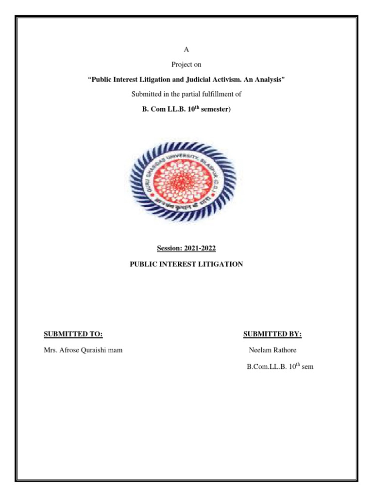 Public Interest Litigation and Judicial Activism. An Analysis | Download Free PDF | Equity (Law ...