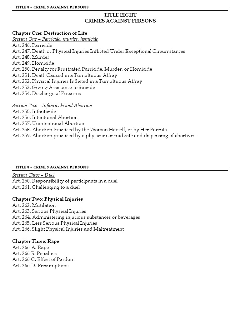 Title 8 Criminal Law Review | PDF | Rape | Murder