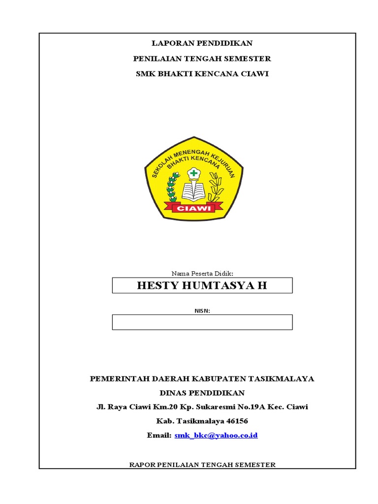 Rapor PTS Cover Dan Lembar Identitas | PDF