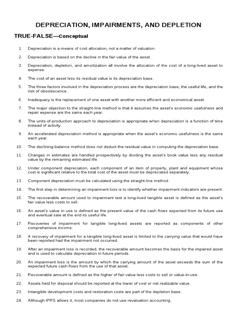 Solved Problems Depreciation Impairment And Depletion Pdf